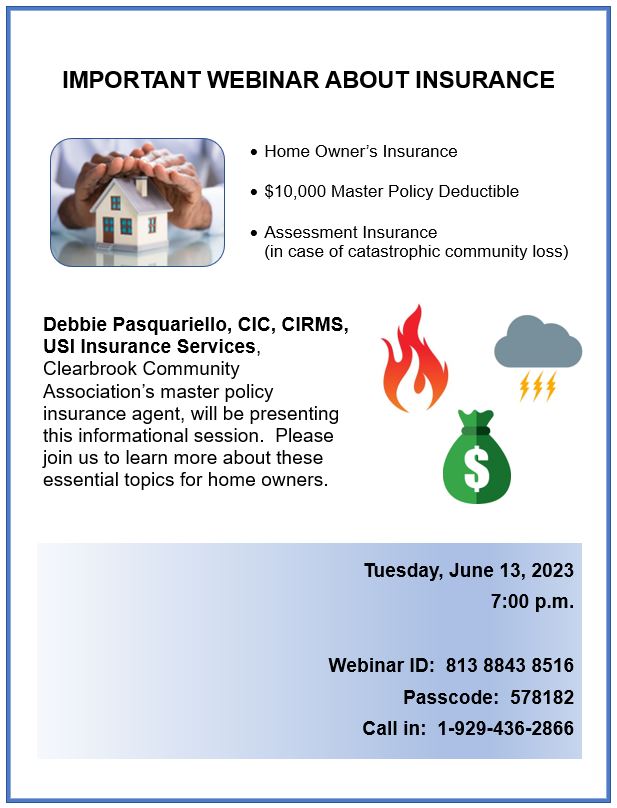 Clearbrook Community Association - Announcements - Insurance Webinar ...